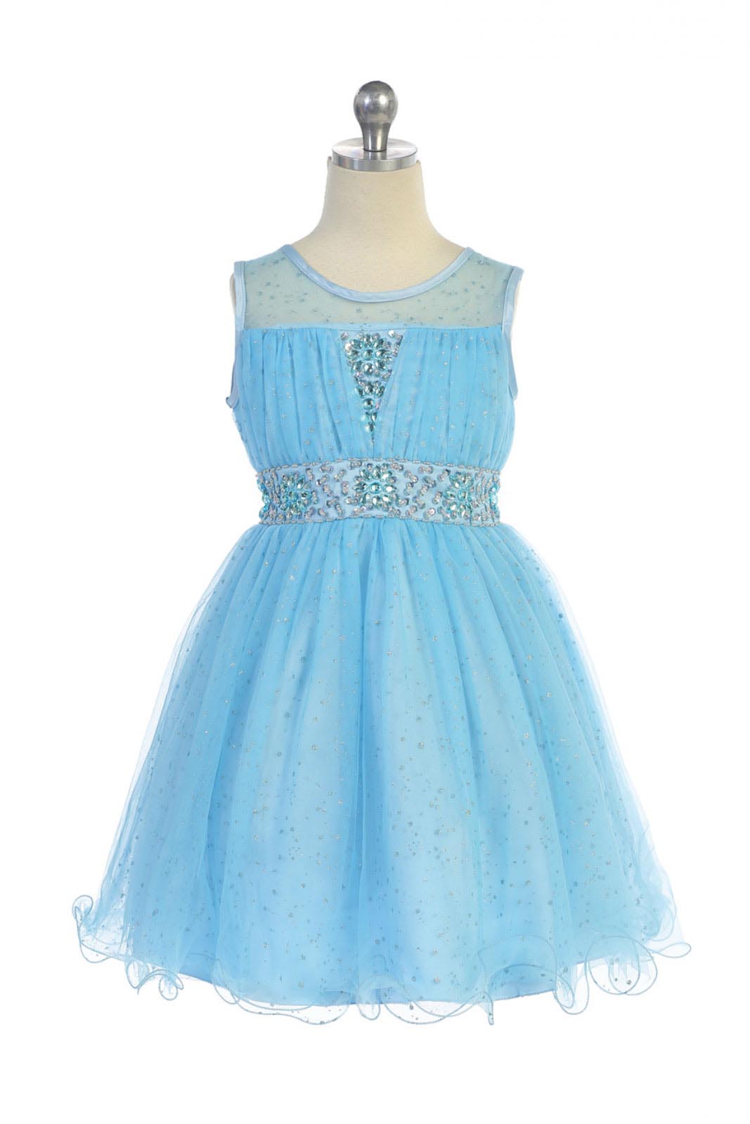 AG_DR012BU - Girls Dress Style DR012- Sparkly Tulle Short Dress in ...