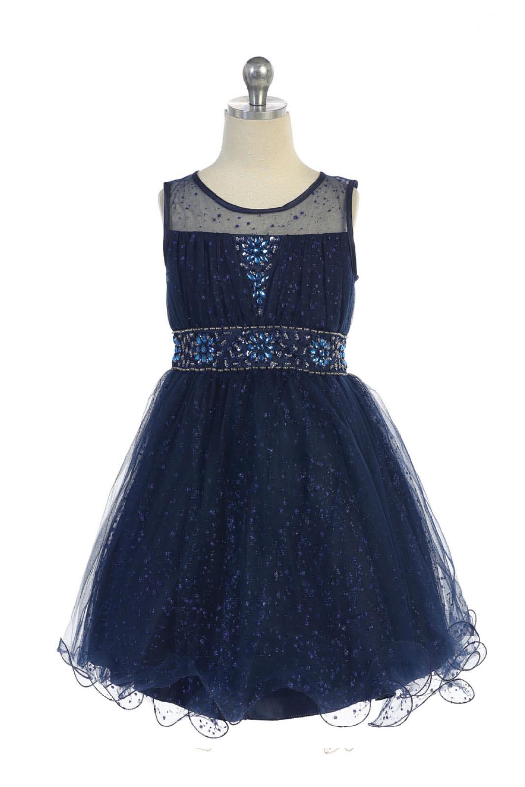 AG_DR012NV - Girls Dress Style DR012- Sparkly Tulle Short Dress in ...
