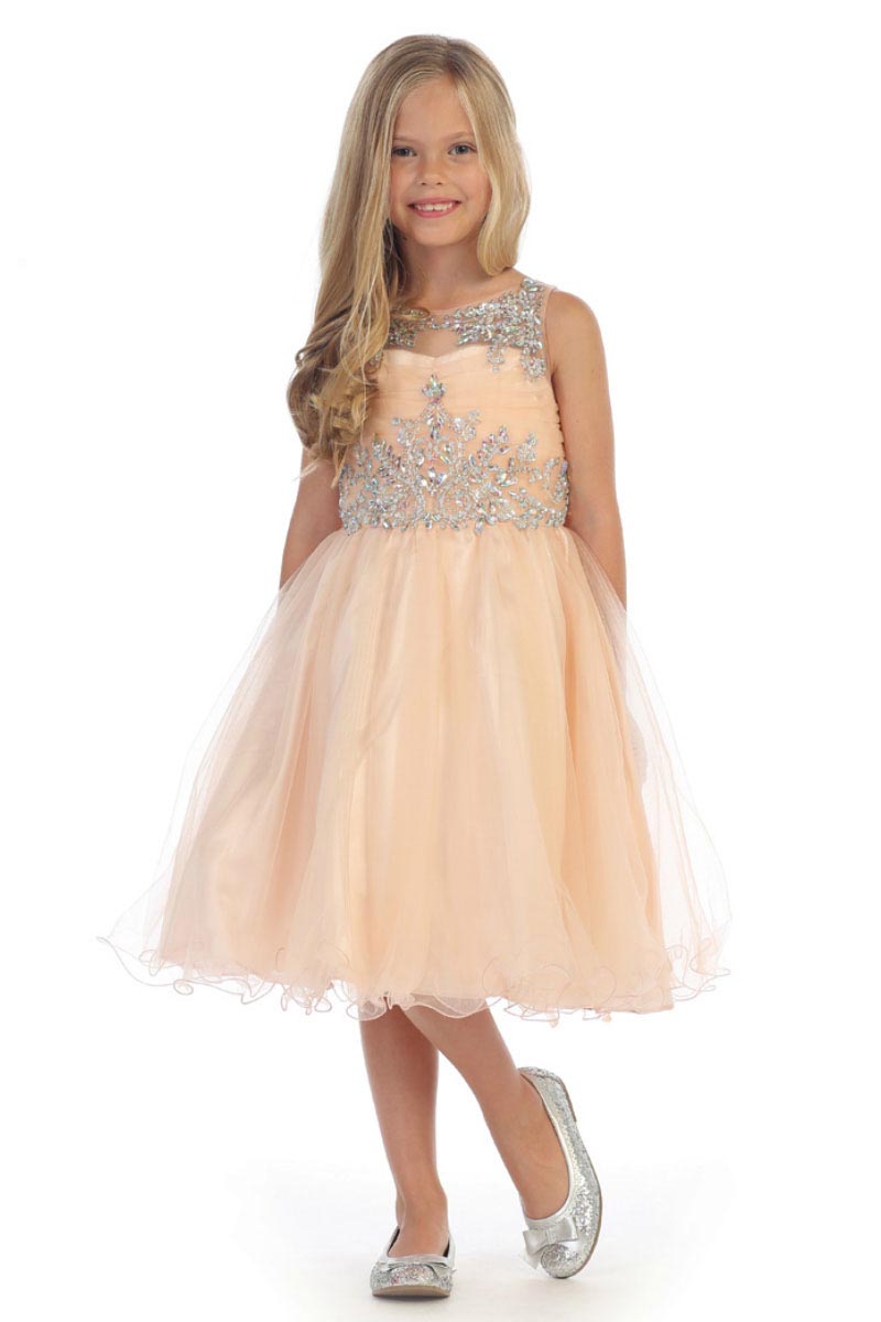 AG_DR5240CH - Girls Dress Style DR5240- Gorgeous Beaded Tulle Short ...
