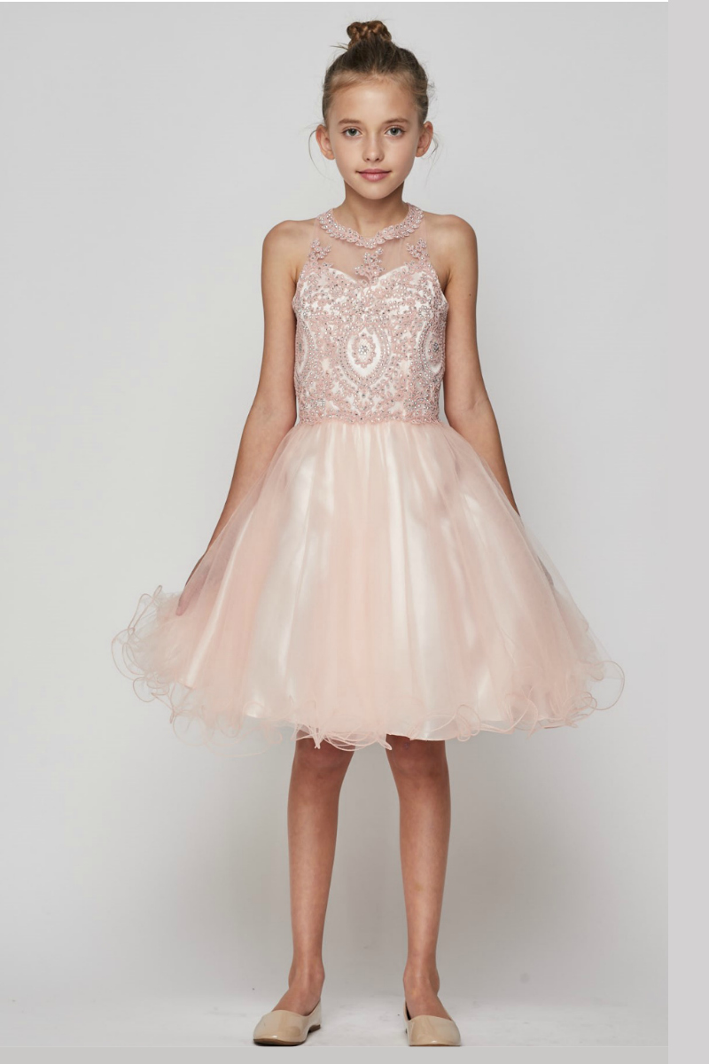 CC_5065DP - Girls Dress Style 5065 - Beaded Sequin Short Dress in Dusty ...