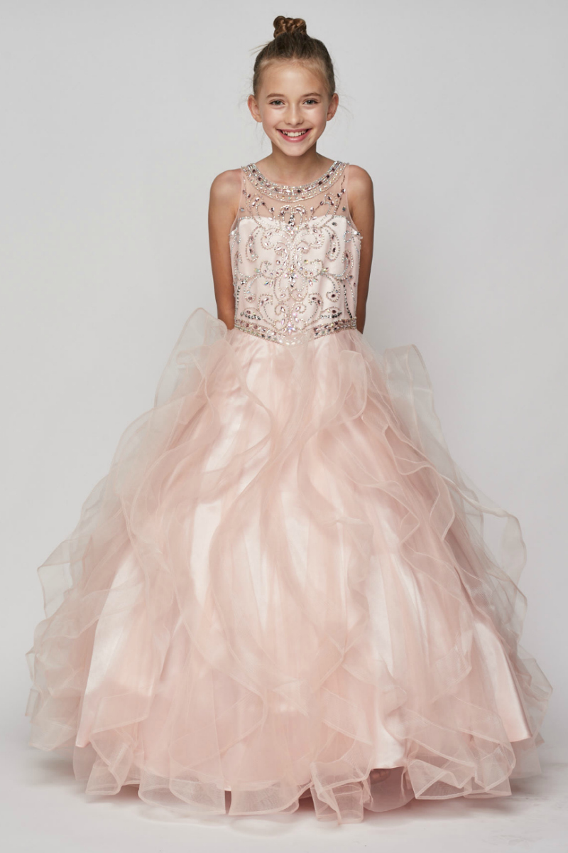 CC_8000BL - Girls Dress Style 8000 - Beaded Layered Organza Gown in ...