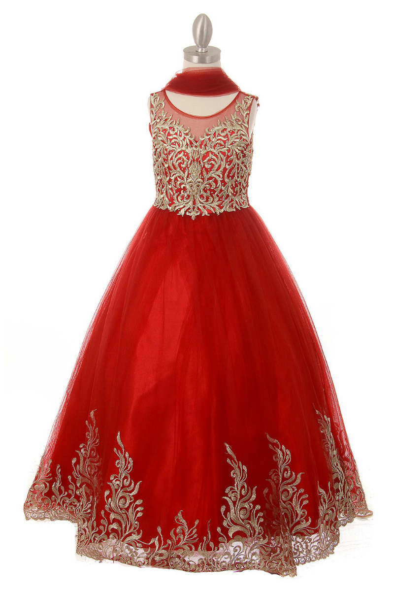 CC_8004R - Girls Dress Style 8004 - Beaded with Embroidered Hemline ...