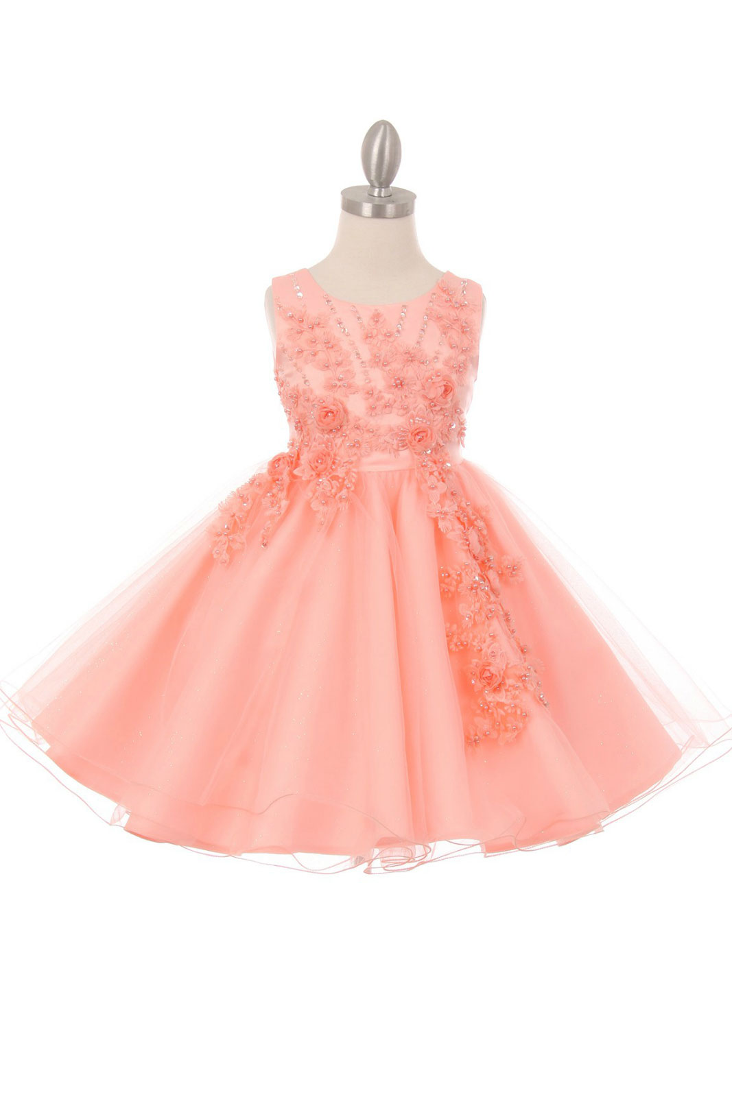 CC_9022PH - Girls Dress Style 9022 - Peach Short Sequin Party Dress ...