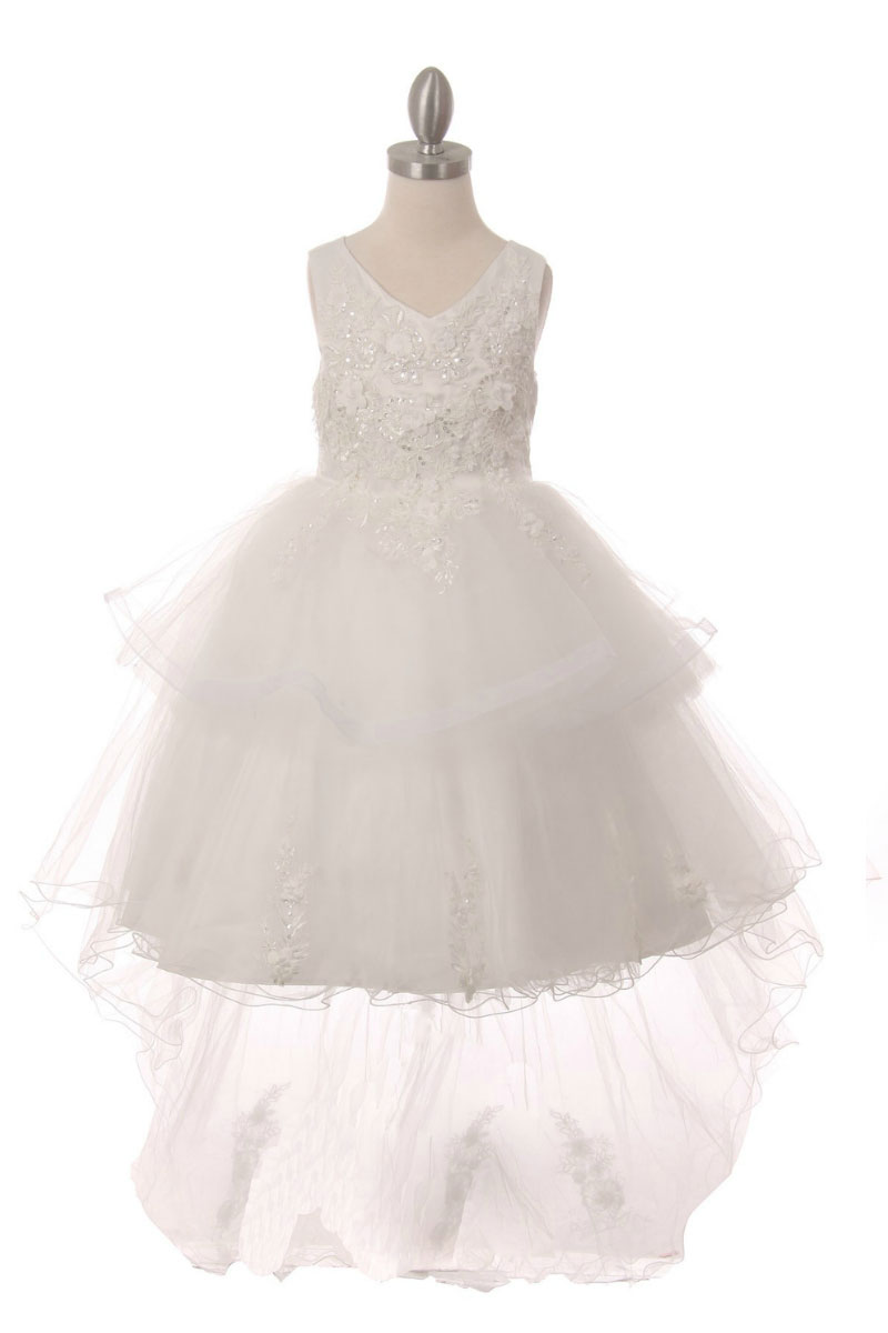 CC_9056W - Girls Dress Style 9056 - High Low Sequin Embroidered Dress ...