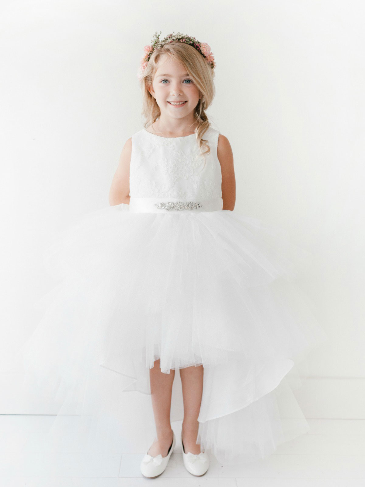 TT_5722W - Girls Dress Style 5722 - Satin and Tulle High-Low Dress in ...