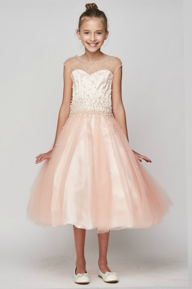 CC_5053BL - Girls Dress Style 5053 - Short Beaded Illusion Neckline ...
